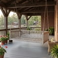 Patio Twin Size Garden Swing Bed, Wooden Porch Swing Frame with Ropes ...