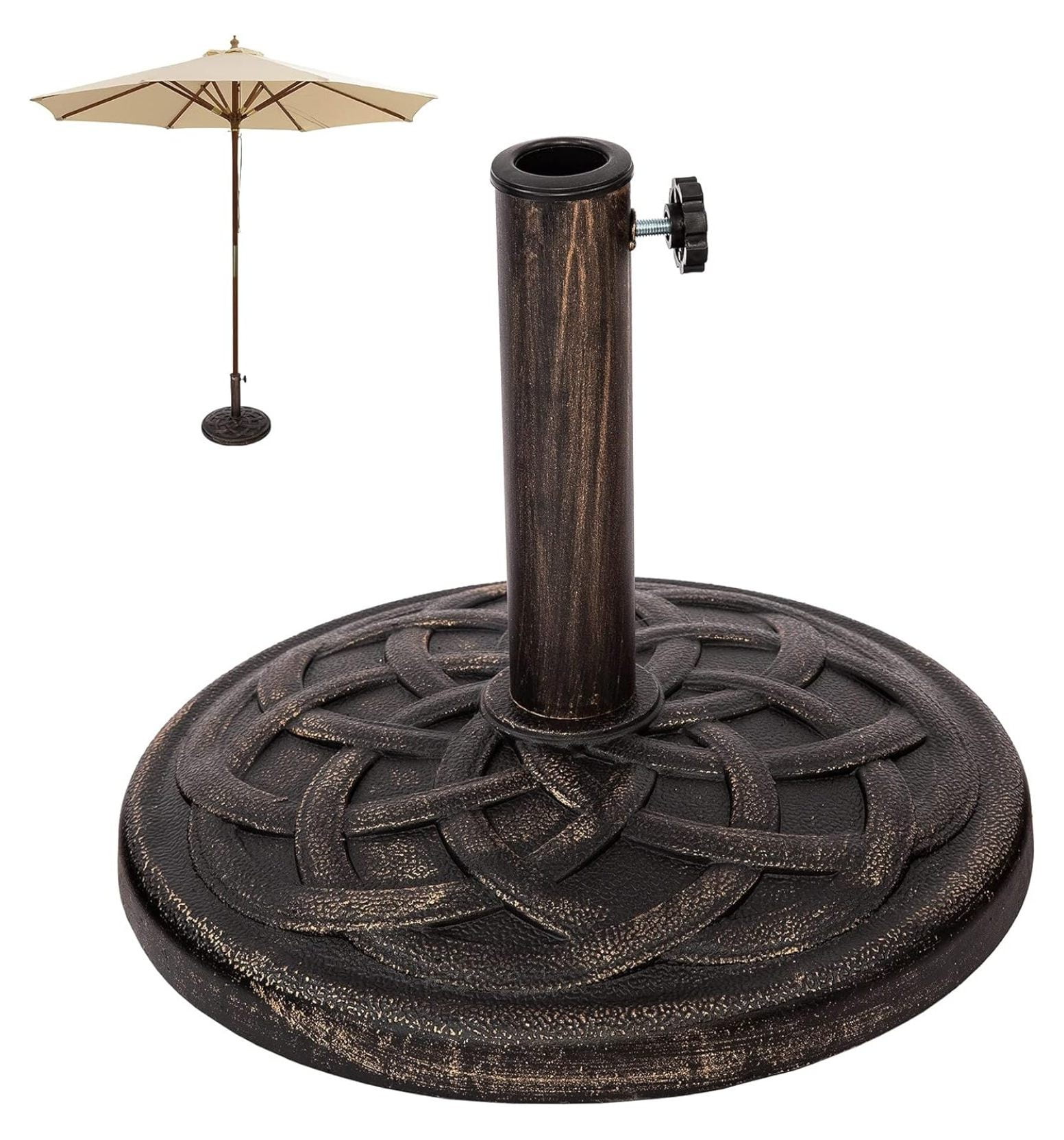 Patio Umbrella Base Stand 22lbs, Outdoor Round Heavy Duty Umbrella ...