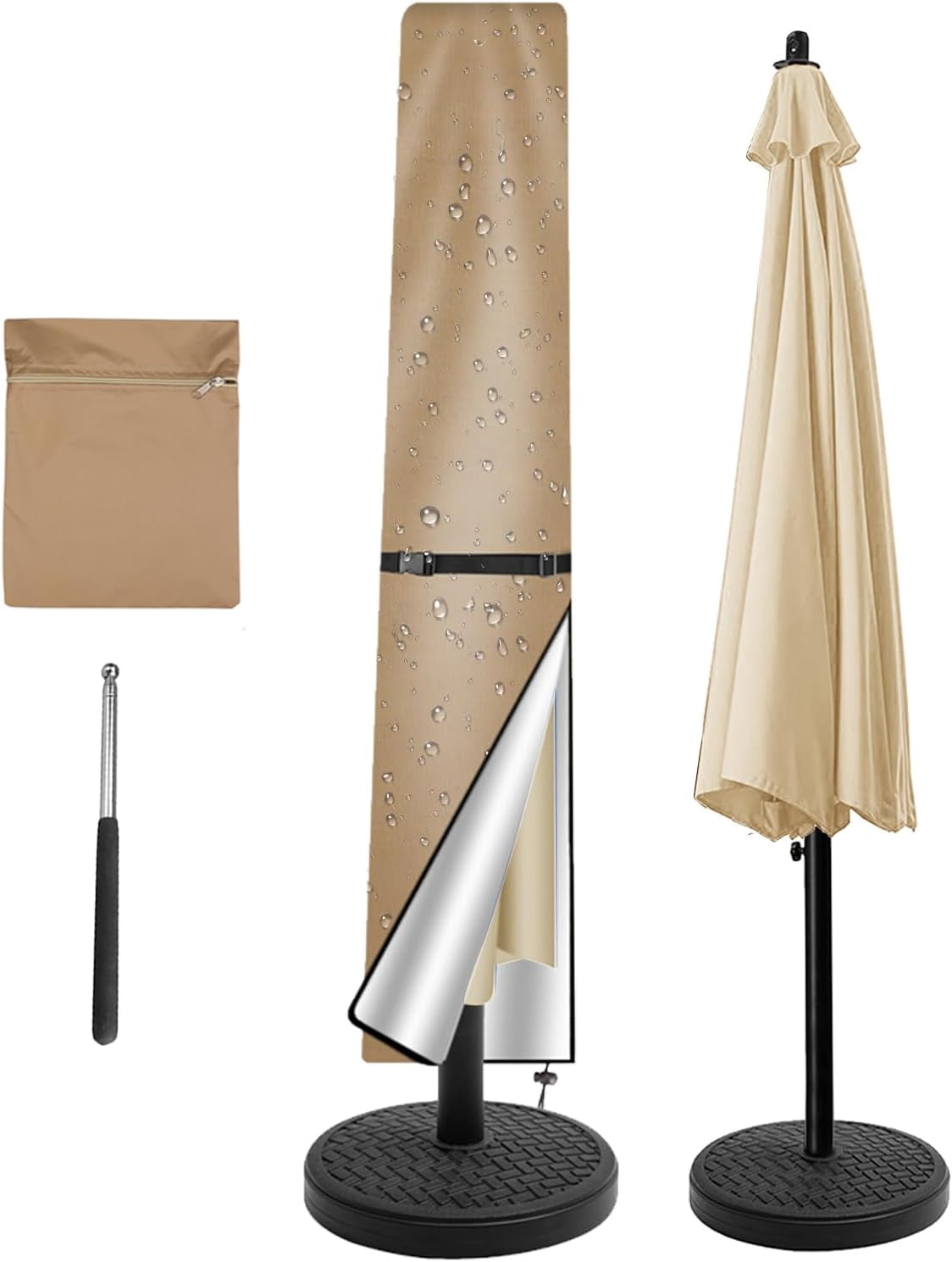 Patio Umbrella Cover for 6ft to 9ft Garden Outdoor Umbrella with Zipper ...