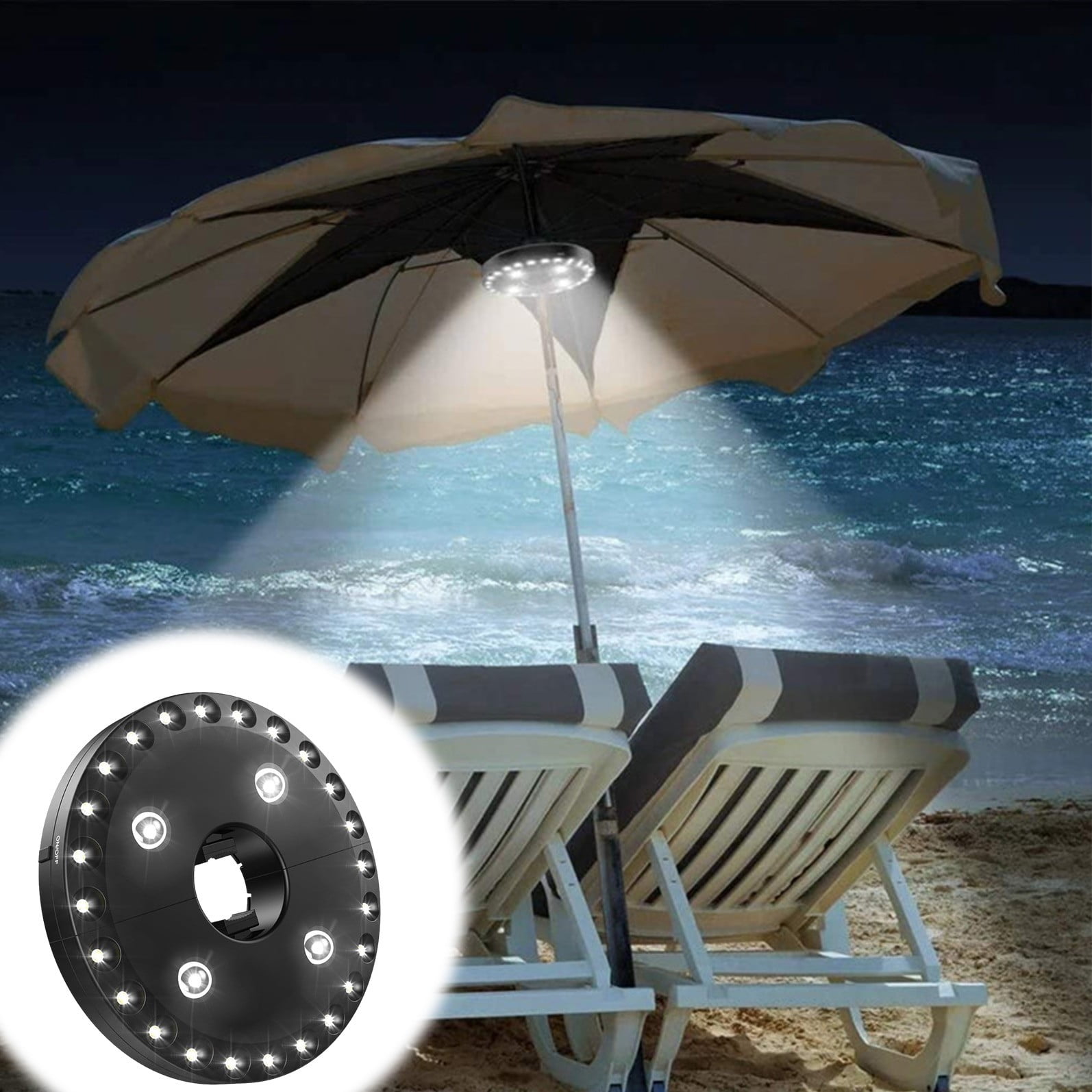Patio Umbrella Light 3 Brightness Modes Cordless 28 LED Lights-4 x AA ...