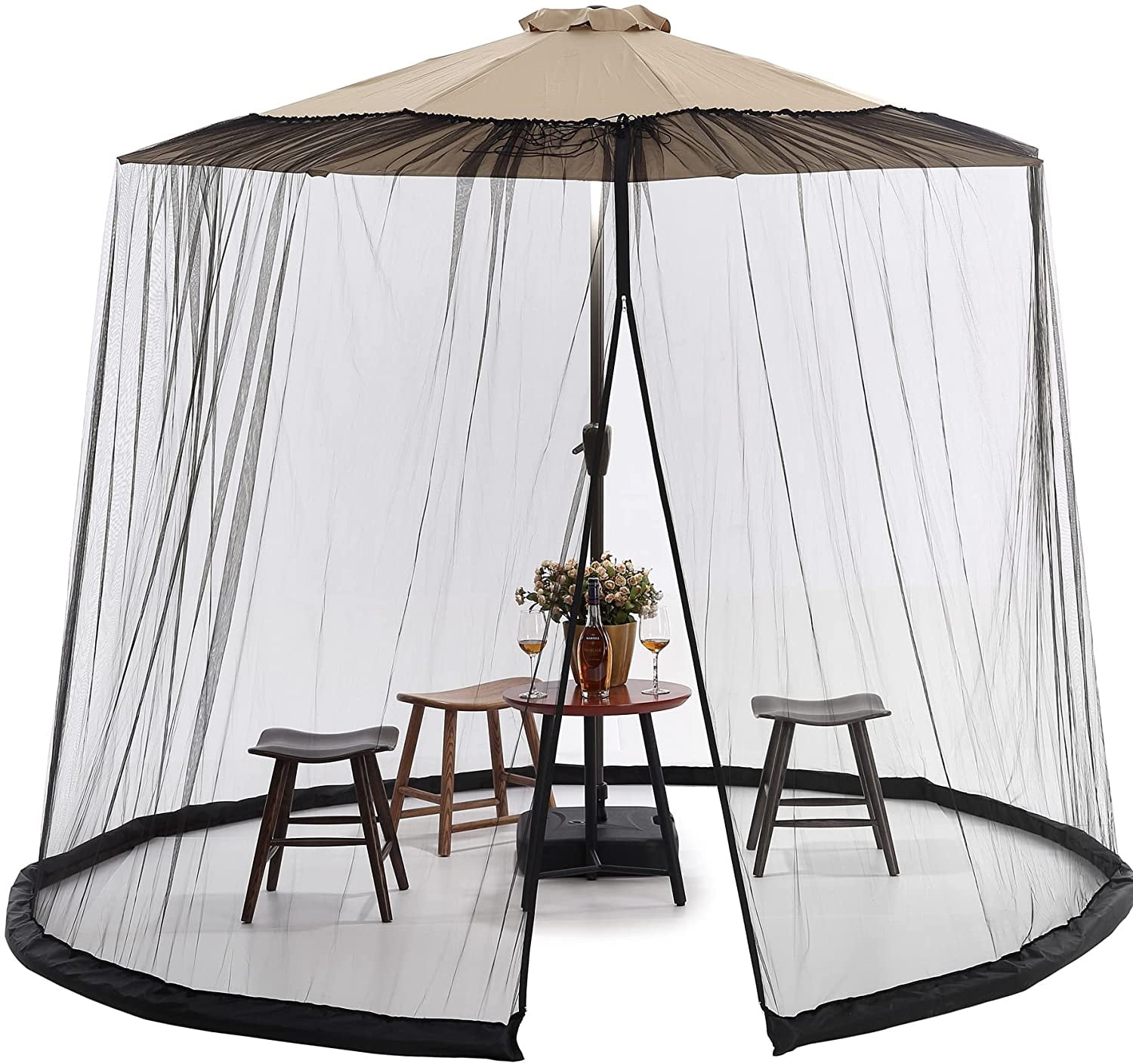 Patio Umbrella Mosquito Nets, Polyester Mesh Screen, Fits 8-10FT ...