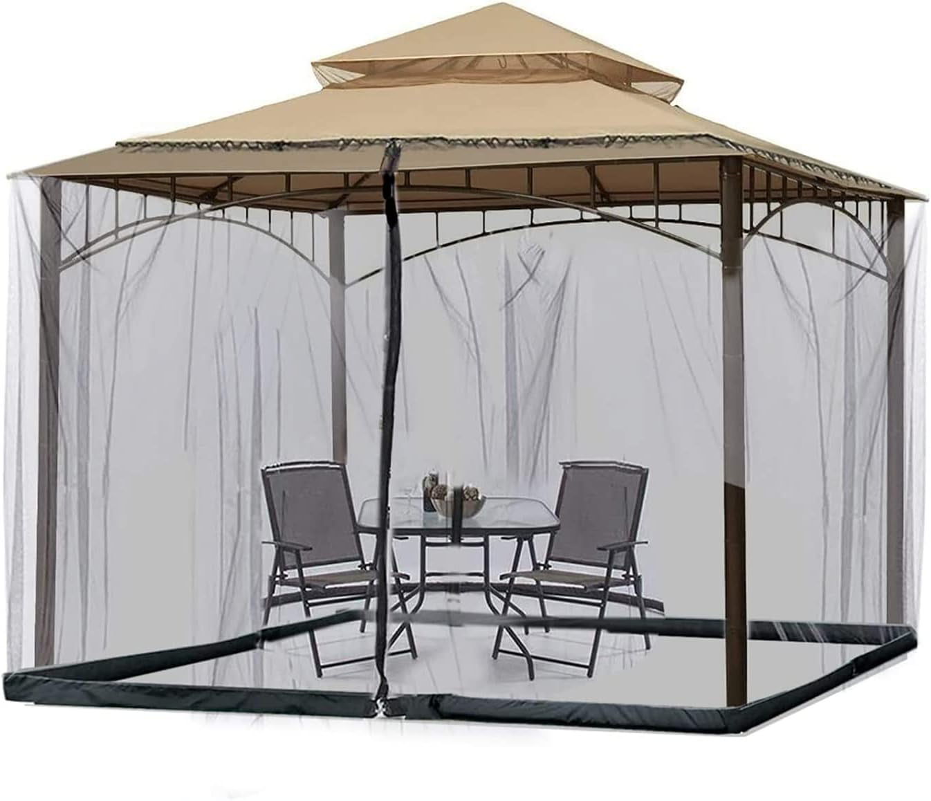 Patio Umbrella Mosquito Netting, 10x10 ft Square Polyester Gazebo ...
