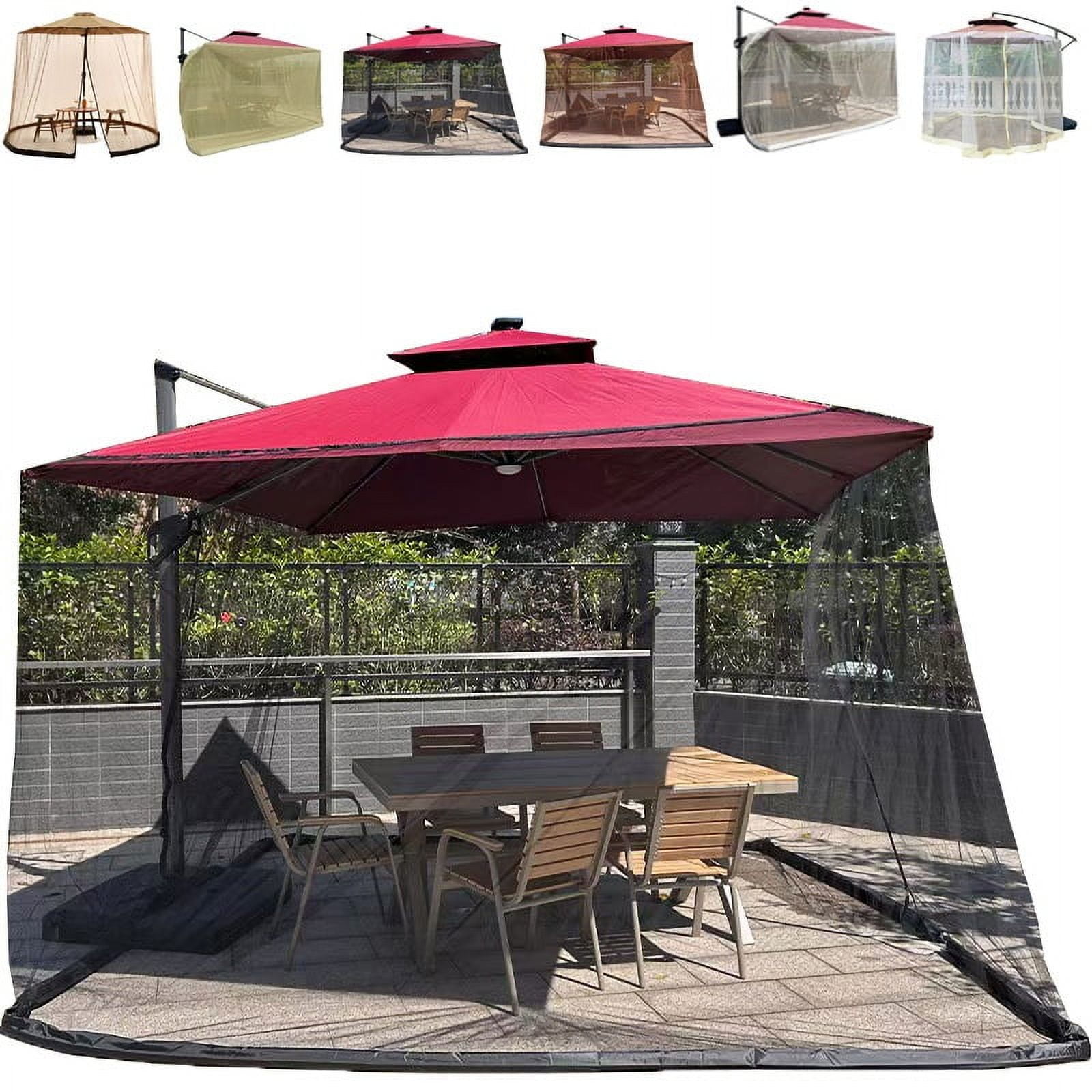 Patio Umbrella Mosquito Netting with Zipper Door, Universal Fit Mesh ...