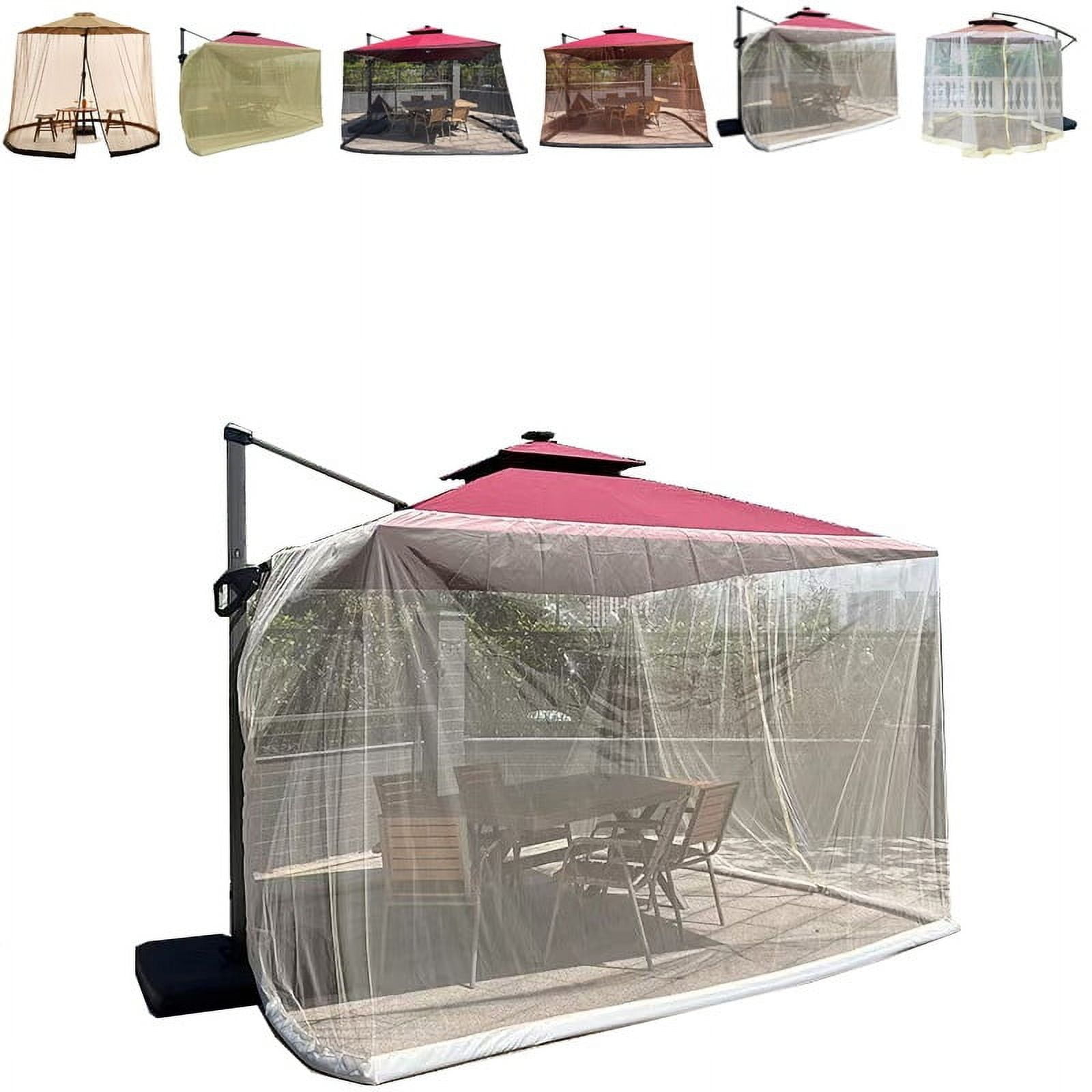 Patio Umbrella Mosquito Netting with Zipper Door, Universal Fit Mesh ...