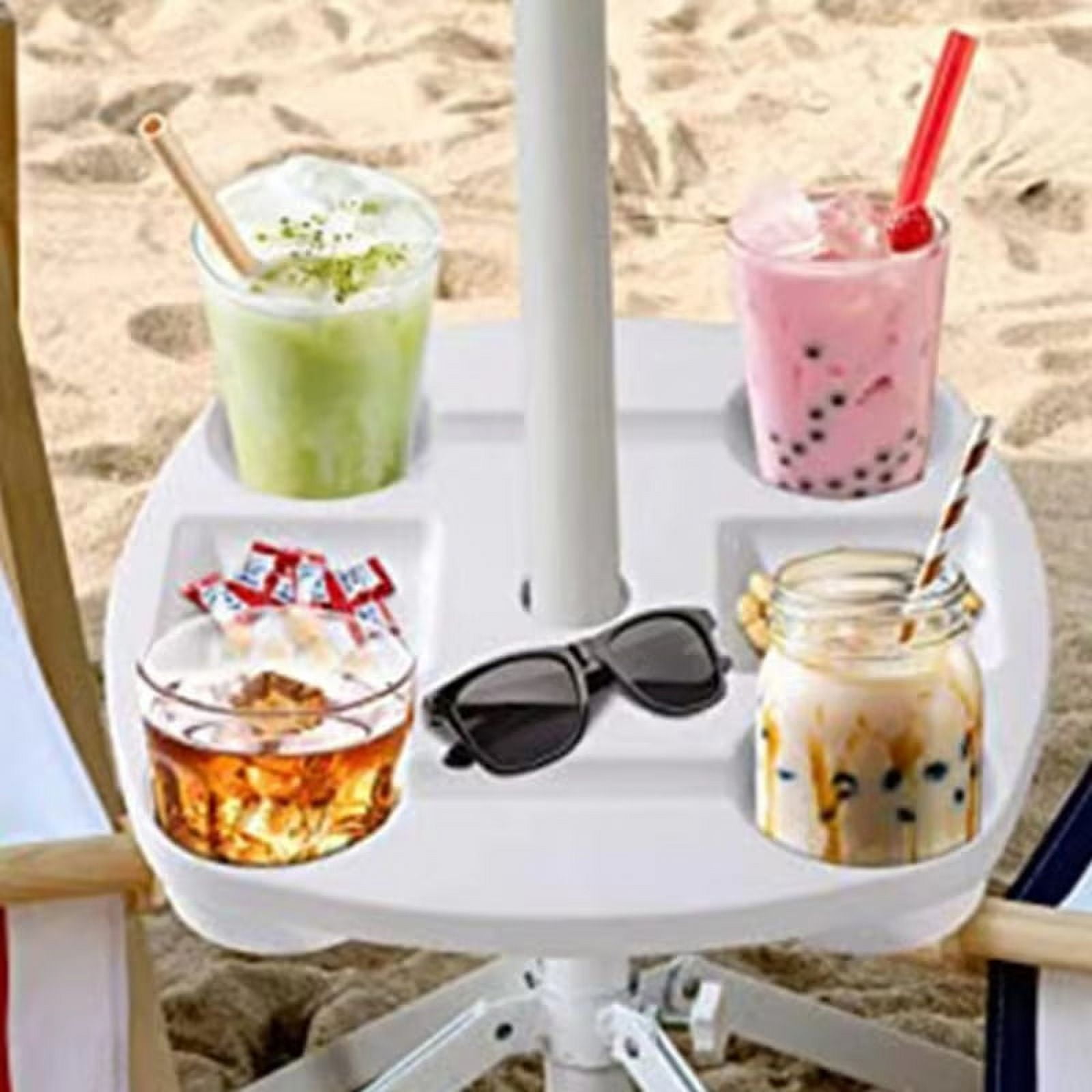 Patio Umbrella Table Tray Outdoor Umbrella Table Tray with 4 Cup ...