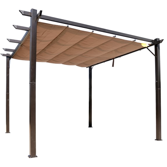 Patio Umbrellas 10' x 10' Outdoor Retractable Pergola Canopy, Aluminum ...