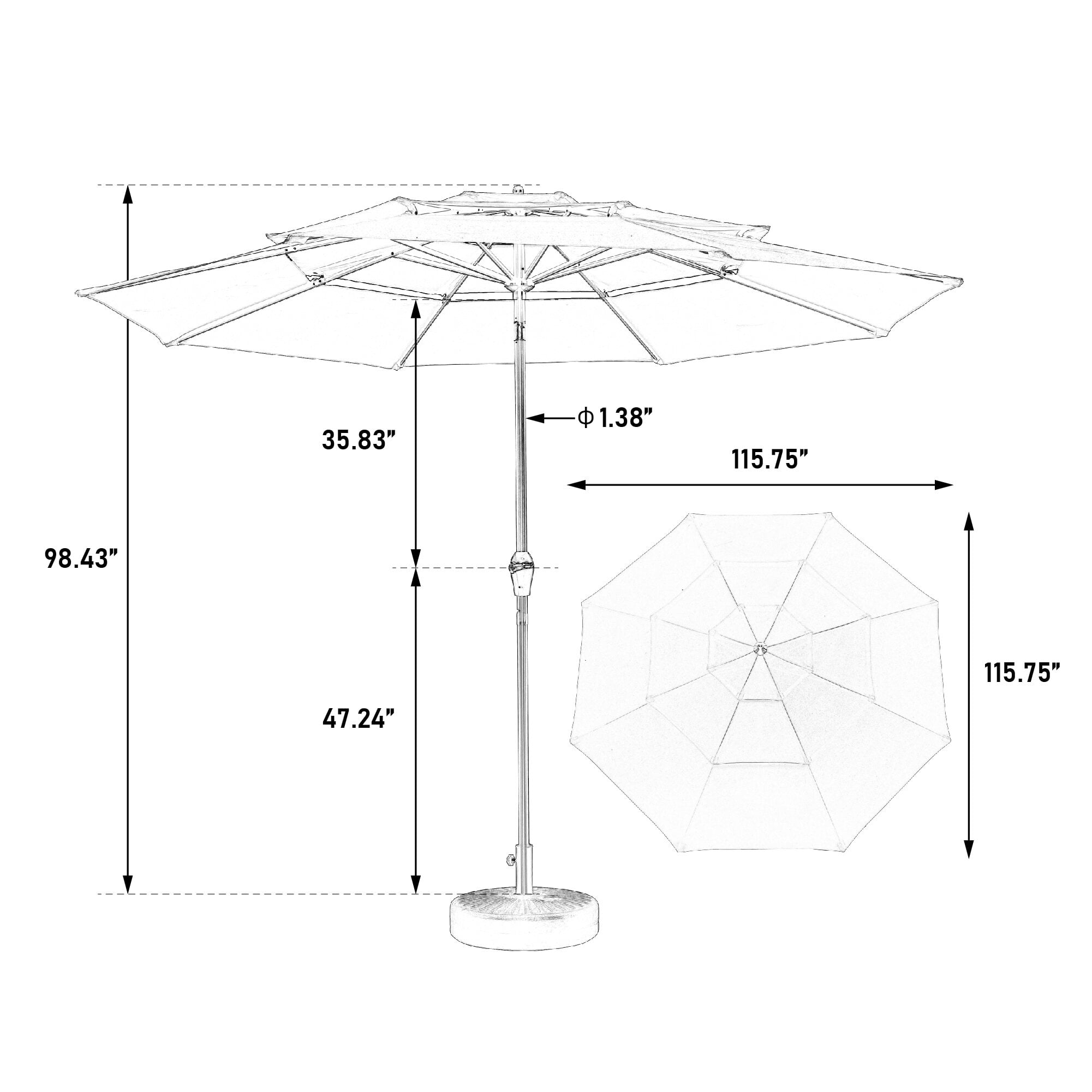 Patio Umbrellas 9ft 3 Tier Auto-tilt Umbrella ,Outdoor Patio Umbrella ...