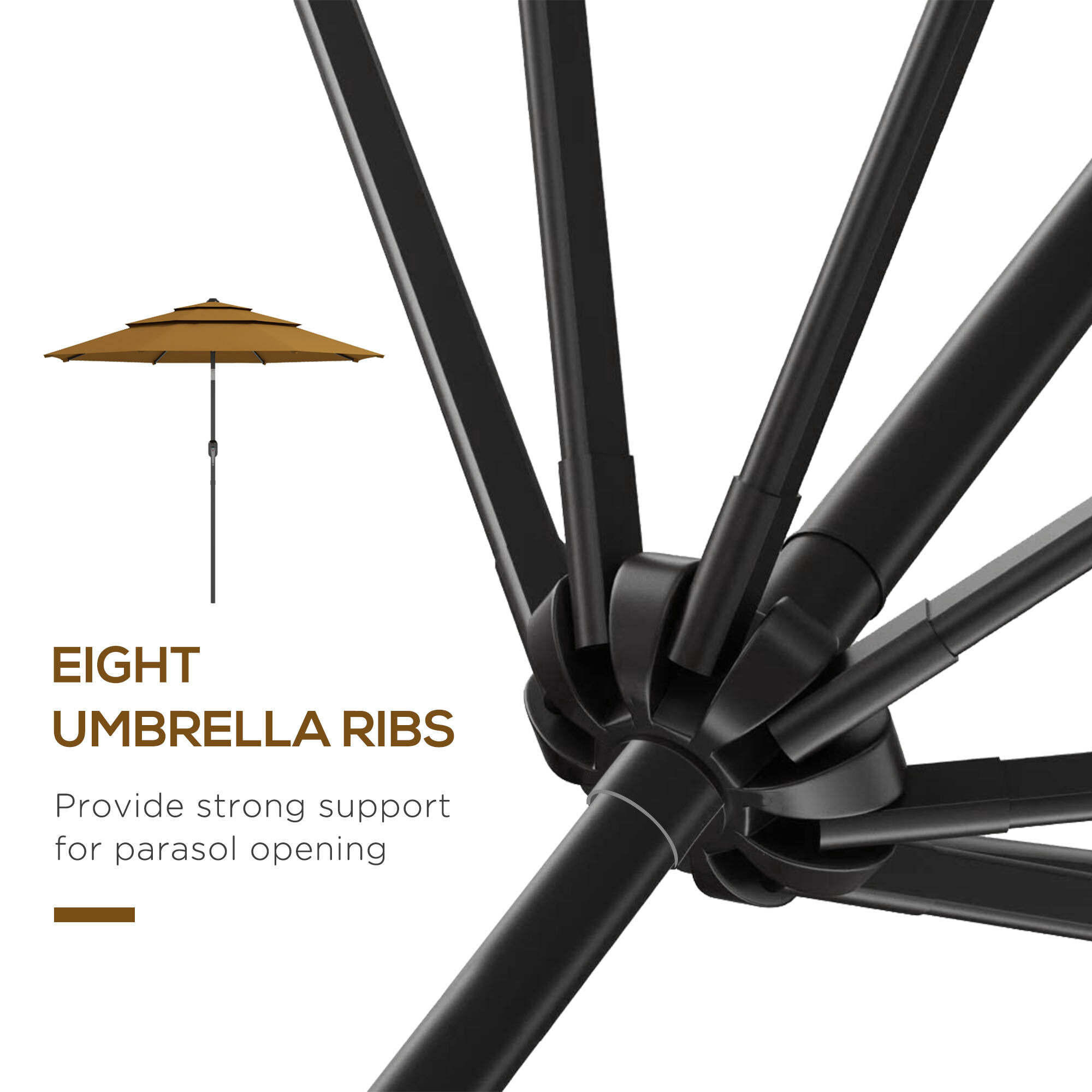 Patio Umbrellas Outsunny 9FT 3 Tiers Patio Umbrella Outdoor Market ...