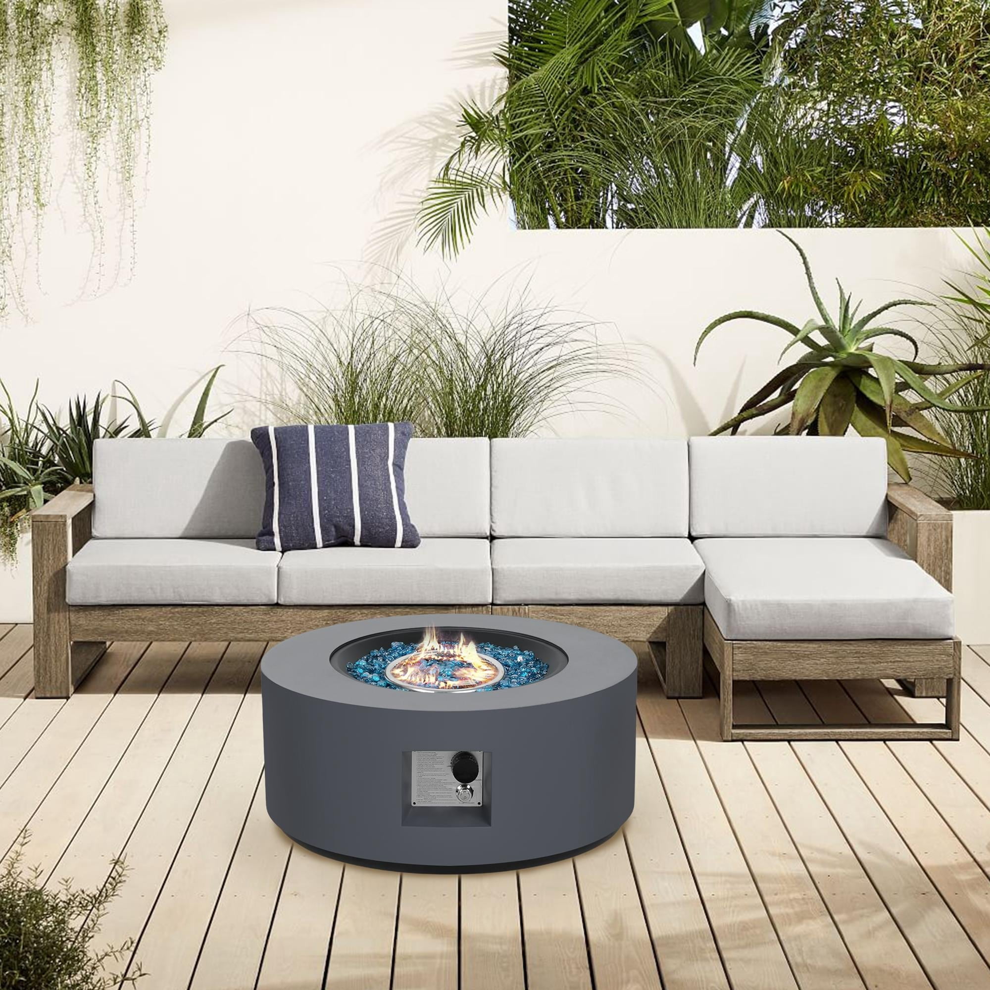 Patio Watcher 28" Iron Round Propane Fire Pit Table with Tank Holder ...