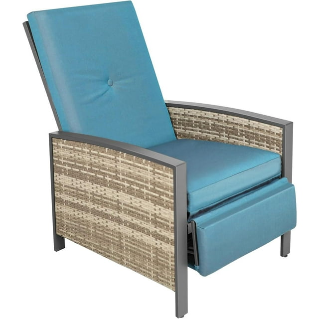 Patio Wicker Chaise Lounge Chair, Outdoor Rattan Reclining Pool Chair ...