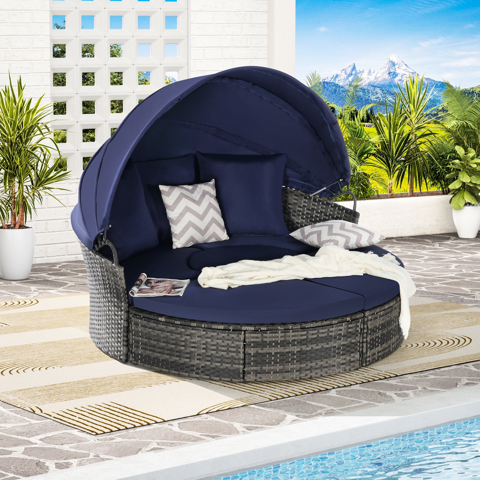 Patio Wicker Daybed Furniture Set | For Outdoor Relaxation with ...