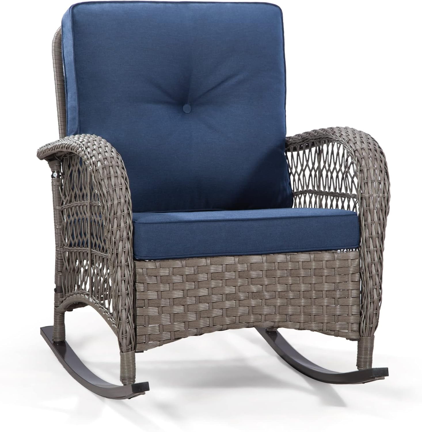 Patio Wicker Rocking Chair - All-Weather Outdoor Rocker Chair with Safe ...