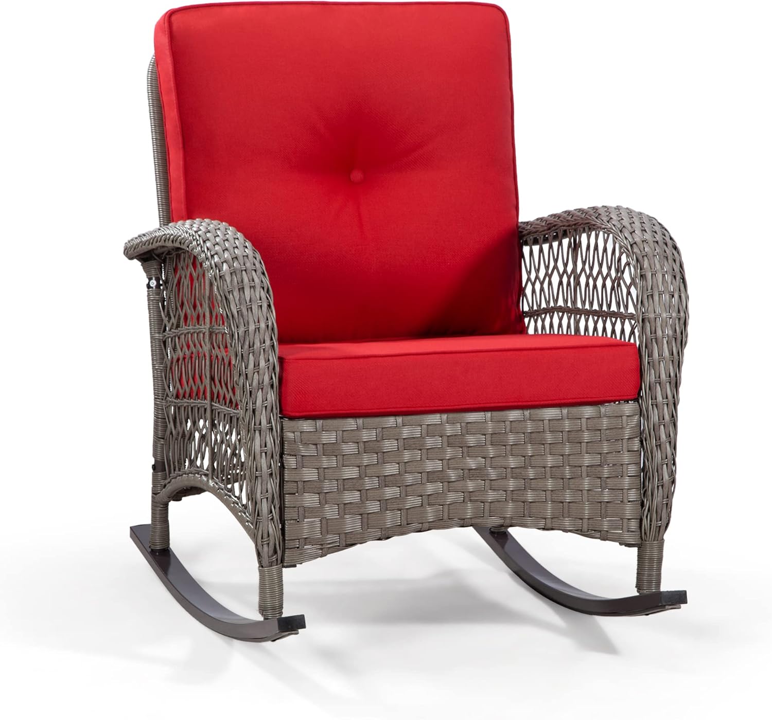 Patio Wicker Rocking Chair - All-Weather Outdoor Rocker Chair with Safe ...