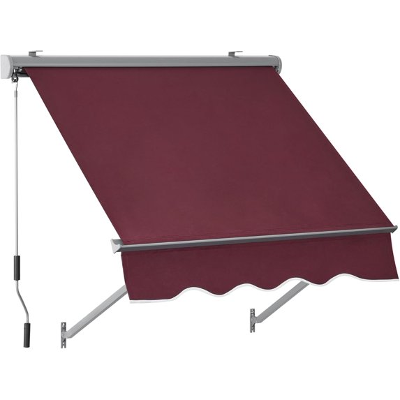 Patio Window Awnings 48", Fully Assembled Manual Retractable Sunshade ...