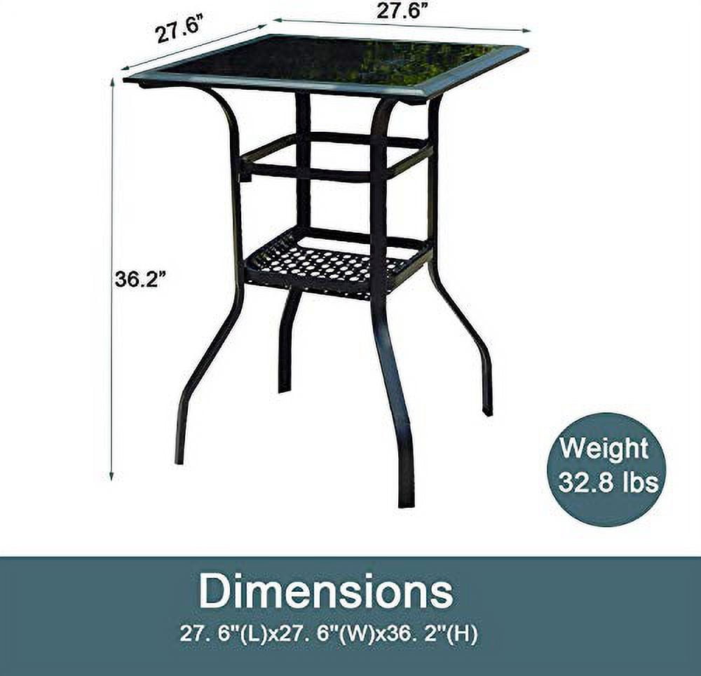 PatioFestival Outdoor Bistro Bar Table,Patio Metal Steel Slat Dining ...