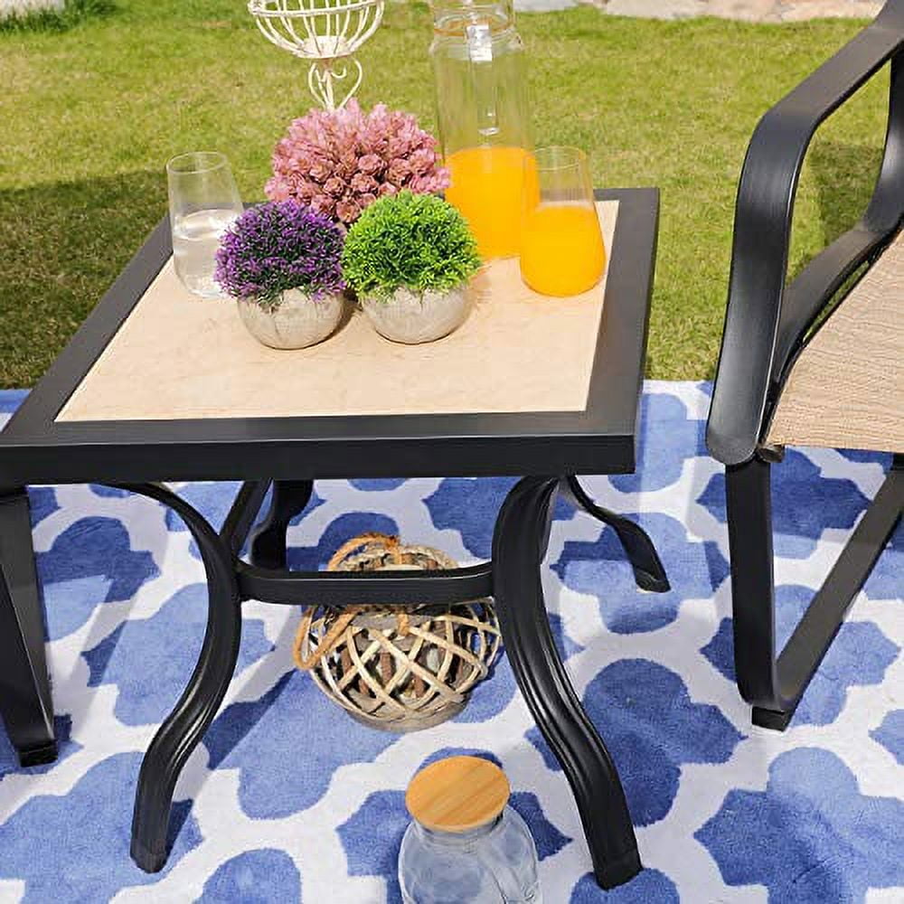 PatioFestival Patio Bistro Table with Square Porcelain Tabletop Outdoor ...