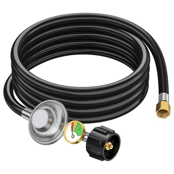 50 Inch Propane Refill Adapter Hose with Pressure Gauge, Brass Propane ...