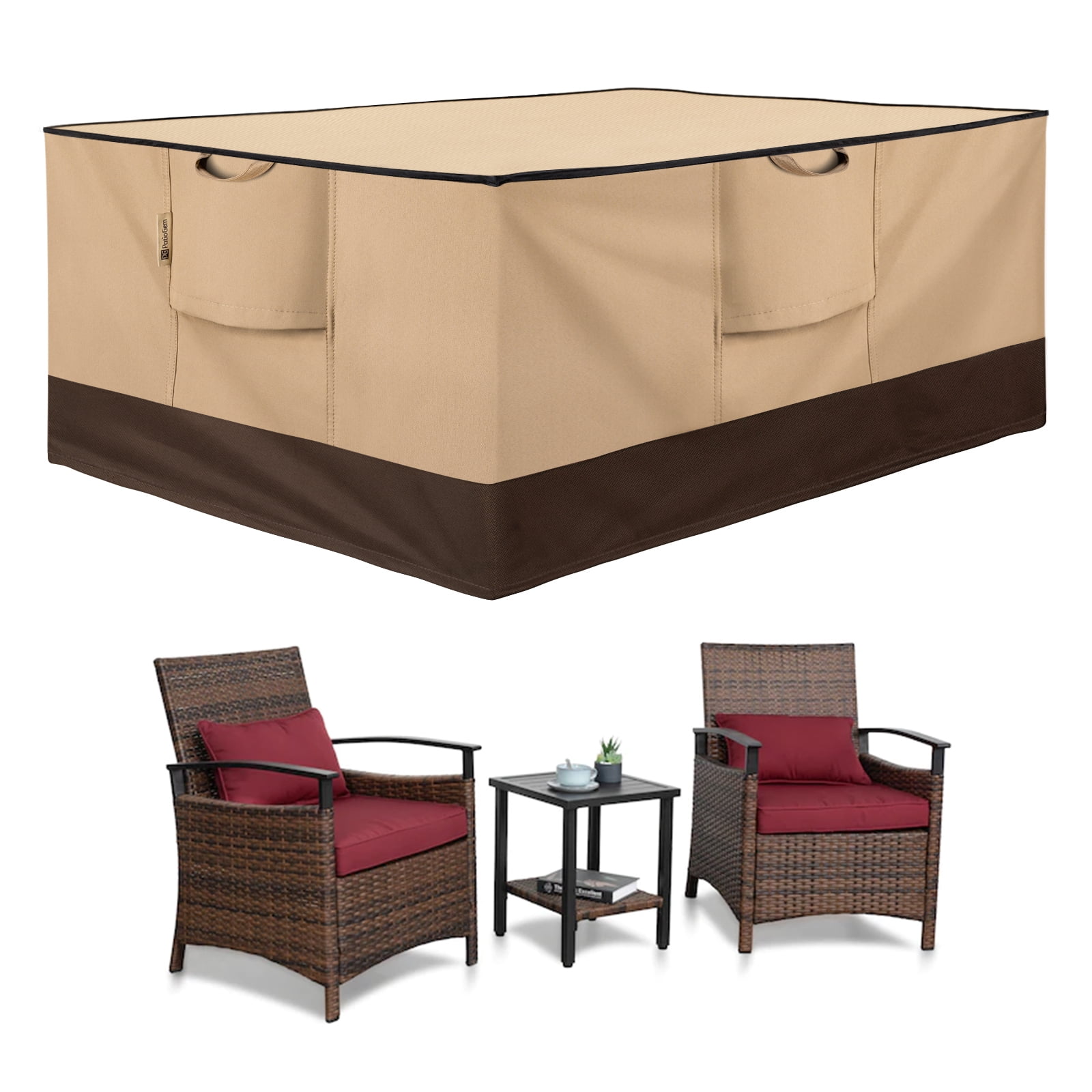 PatioGem Patio Furniture Set Cover 62"Lx42"Wx27.8"H 600D Rectangular ...