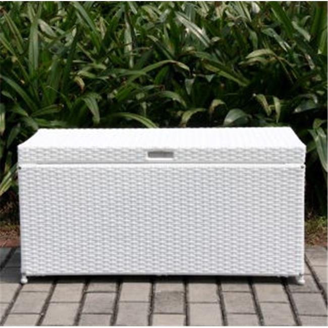 PatioPlus Resin Wicker Storage Deck Box, White, Large Outdoor Container ...