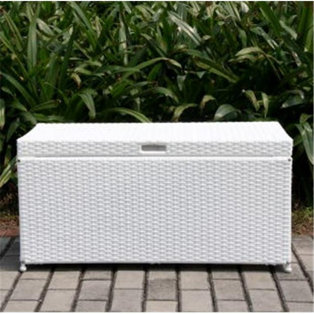 PatioPlus Outdoor Resin Wicker Storage Deck Box, White - Walmart.com