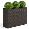 Patiojoy 24" Tall PE Rattan Planter Box All-Weather Rectangular Flower ...