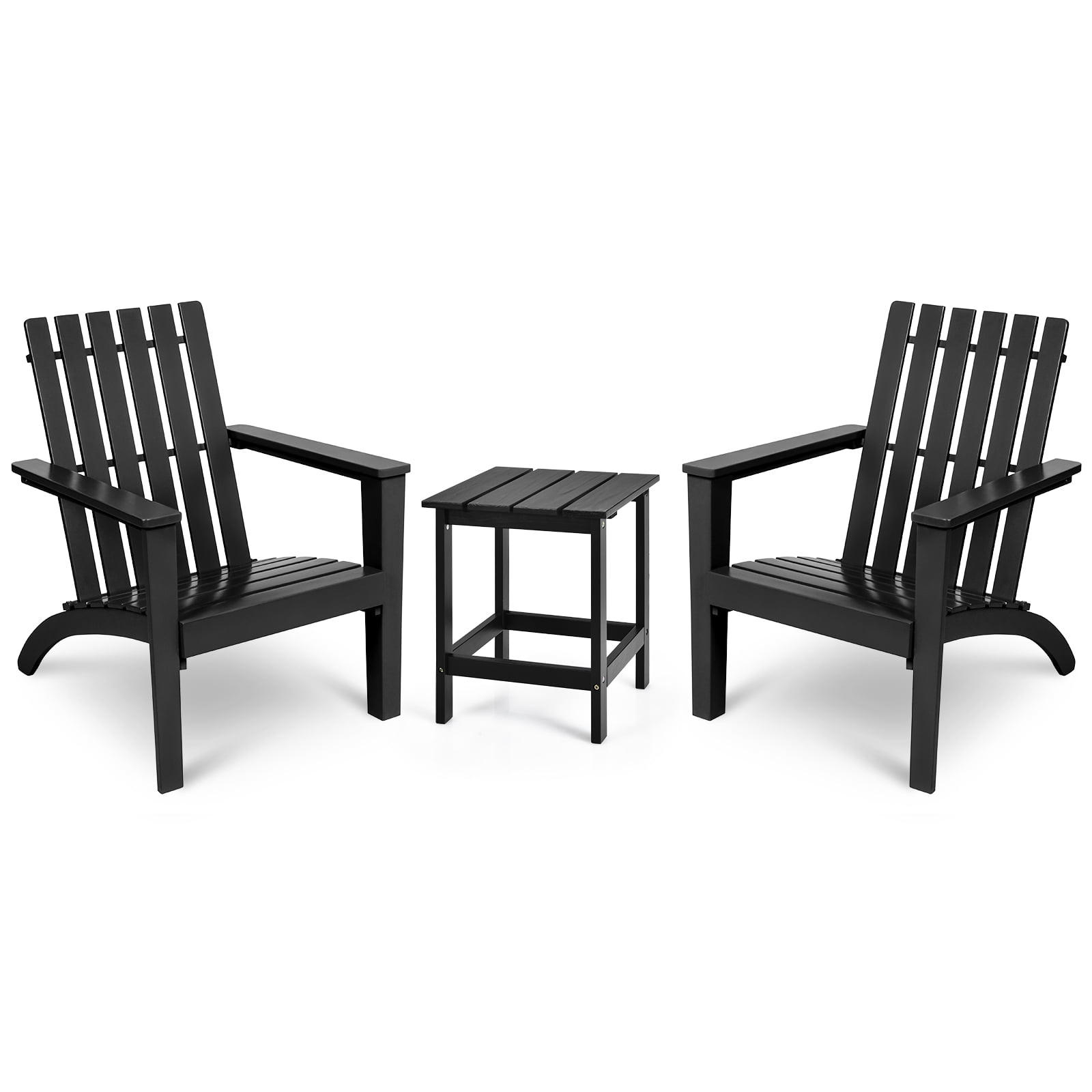 Patiojoy 3PCS Patio Adirondack Chair Side Table Set Solid Wood Garden ...