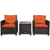 Patiojoy 3PCS Wicker Conversation Set Outdoor Rattan Furniture ...