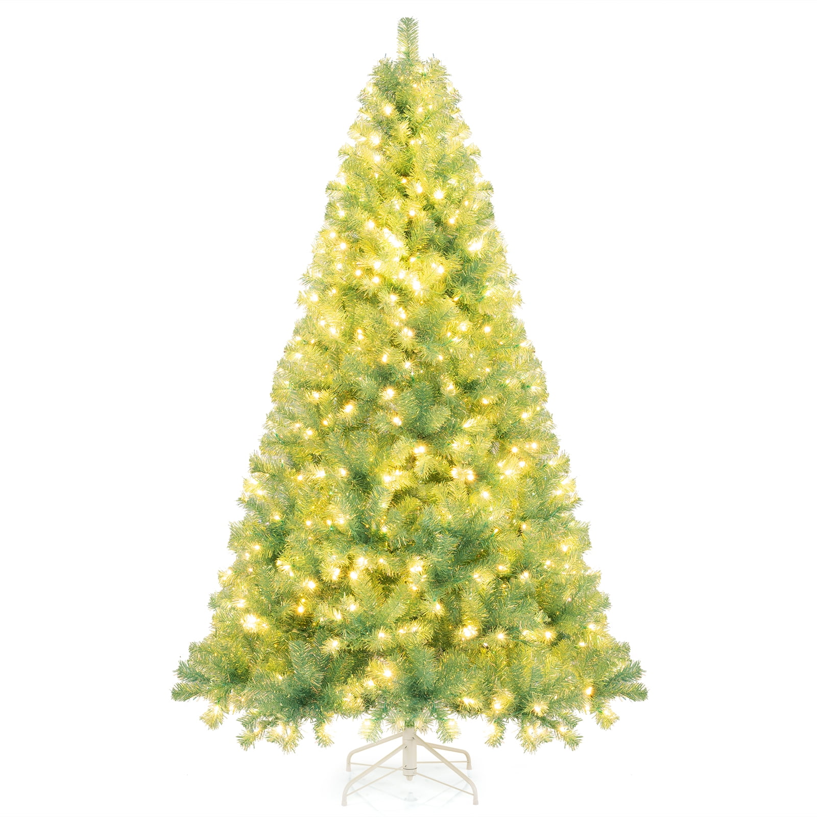 Patiojoy 7.5 FT Artificial Tinsel Christmas Tree Pre-lit Xmas Tree w ...