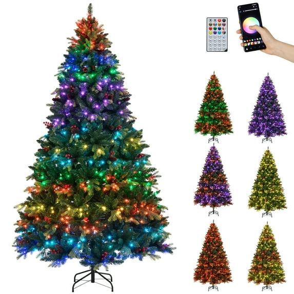 Patiojoy 8 FT Pre-lit Artificial Christmas Tree w/ Remote 650 Color ...