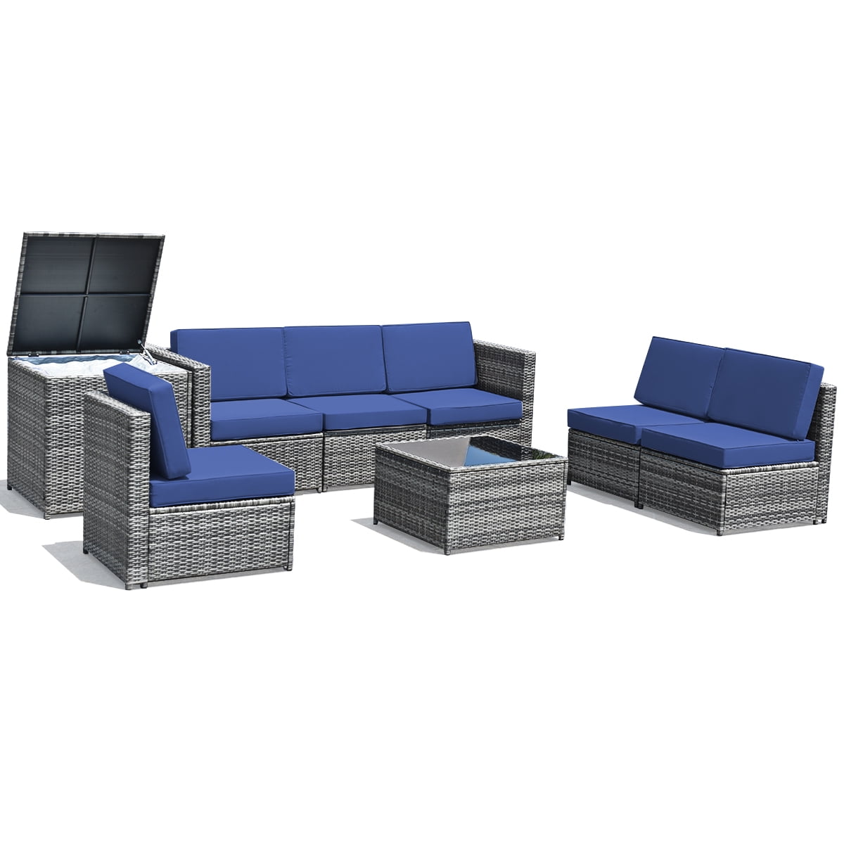 Patiojoy Large 8-Piece Outdoor Wicker Rattan Sectional Sofa Set with ...