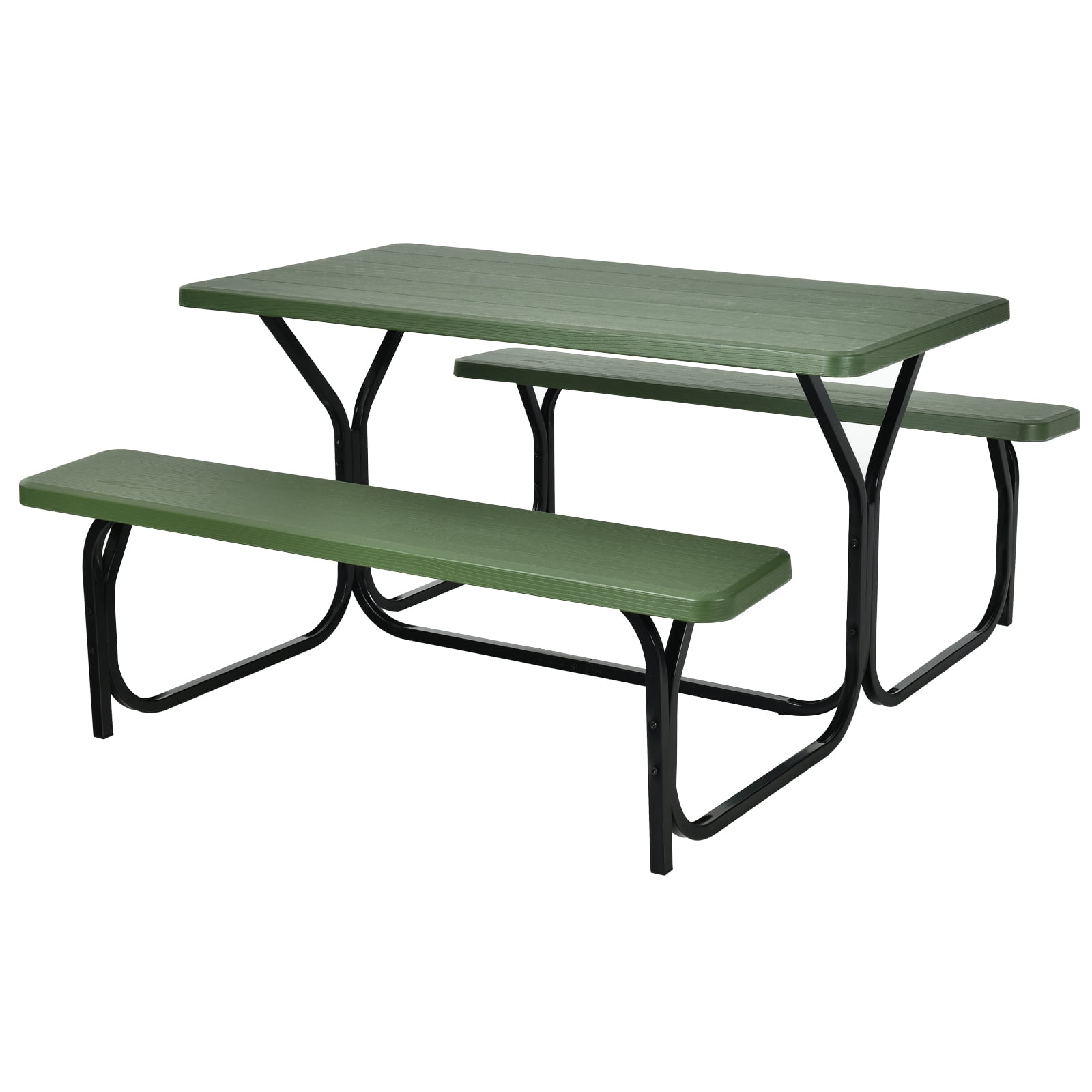 Patiojoy Outdoor Picnic Table Bench Set Patio Camping Table w/Steel ...