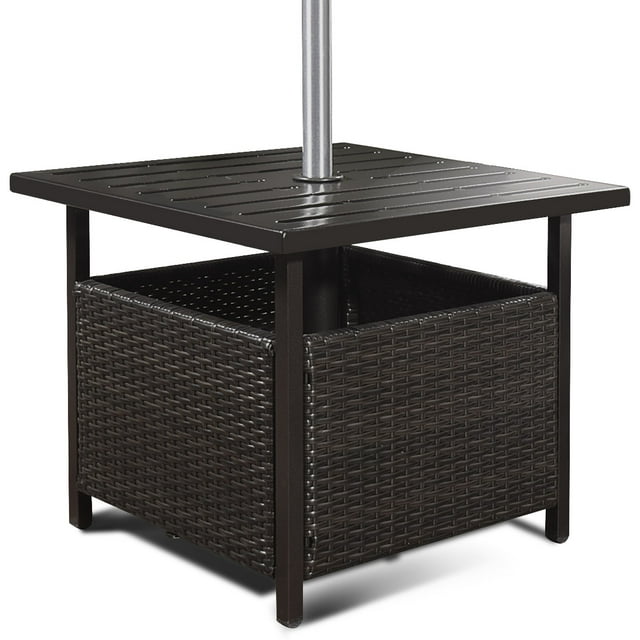 Patiojoy Rattan Wicker Steel Side Table for Outdoor Furniture Deck ...