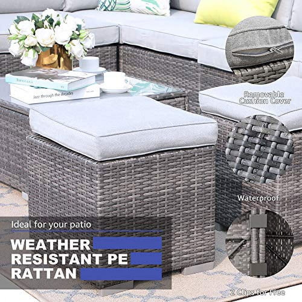 Patiorama 2 Pieces Assembled Outdoor Patio Ottoman, Indoor Outdoor All ...