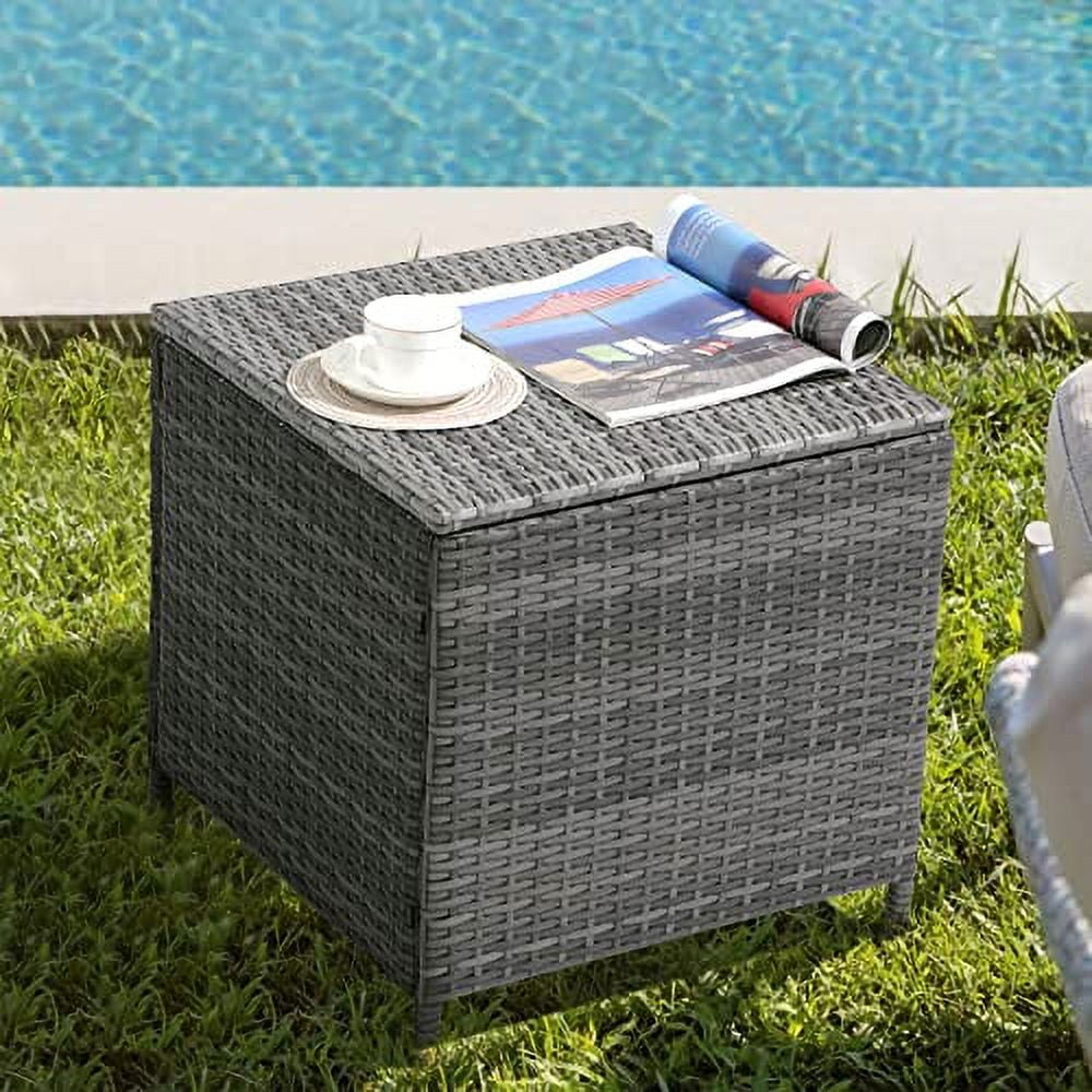Patiorama Outdoor Side Table with Storage, Patio Wicker Coffee Table ...