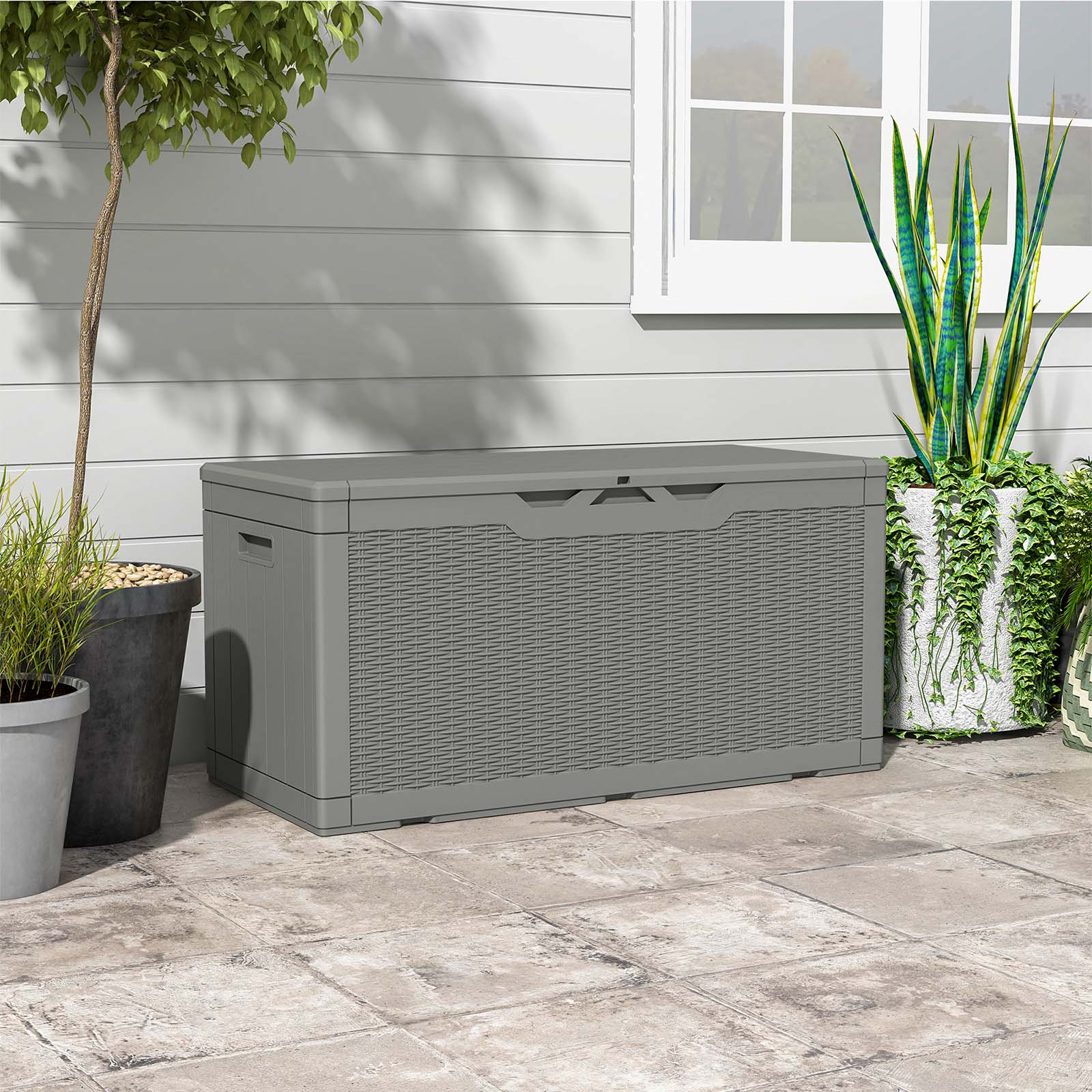 Rubbermaid Outdoor Large Deck Box with Seat, Green, 90 Gallon - Walmart.com