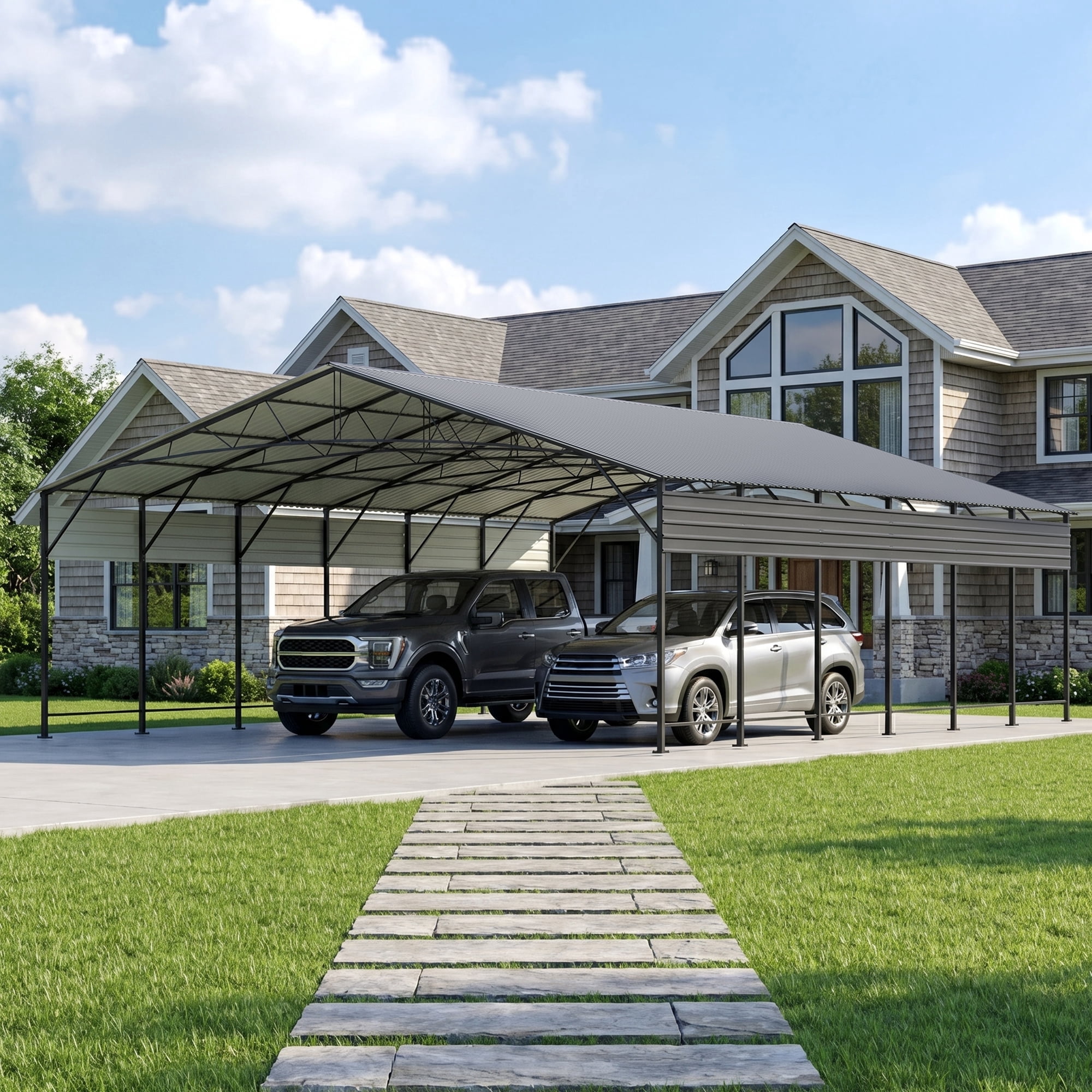 Patiowell 20'x30' Outdoor metal Carport,Heavy Duty Carport with UV ...