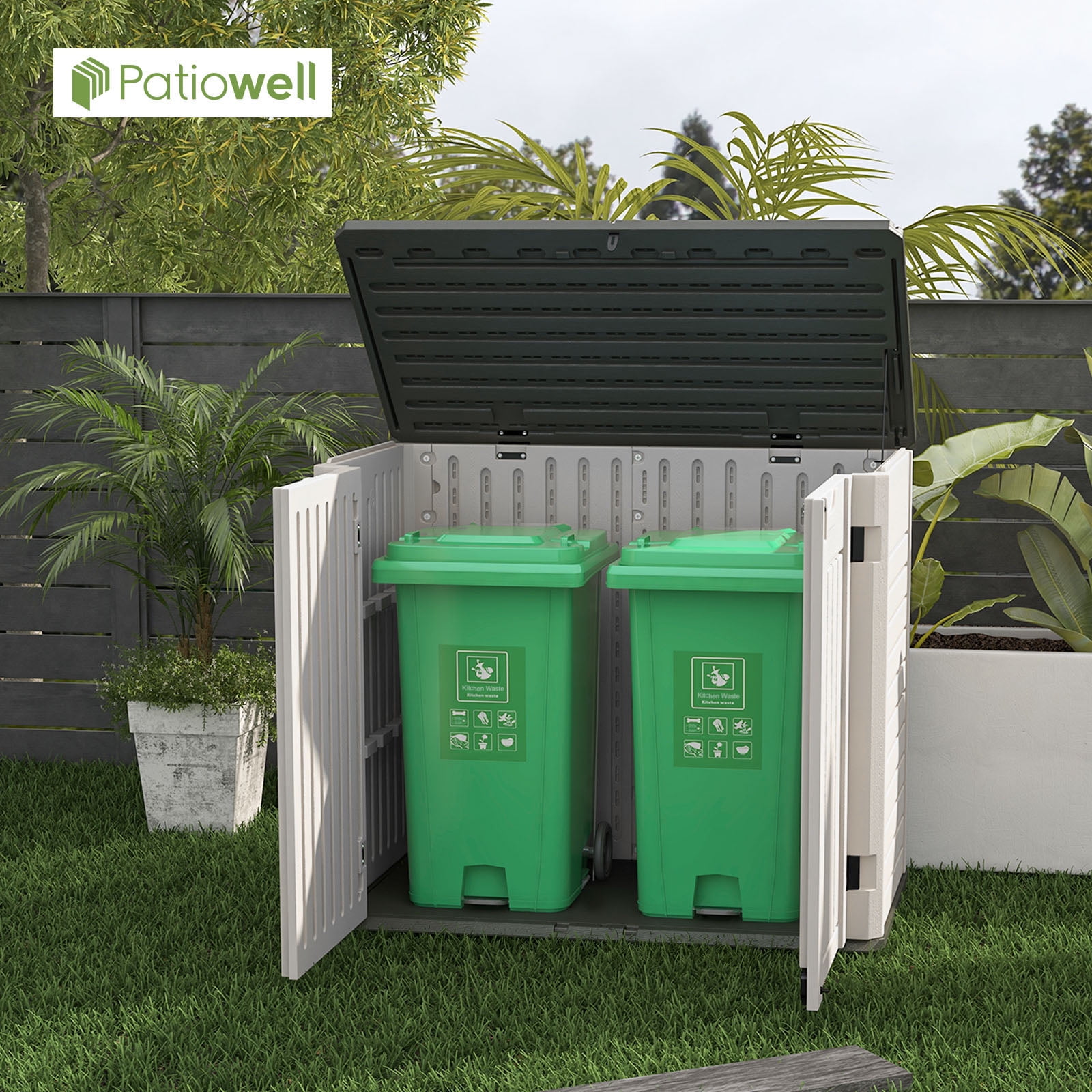 Patiowell 260 Gallon Outdoor Storage Shed, All-Weather Resin, Lockable ...