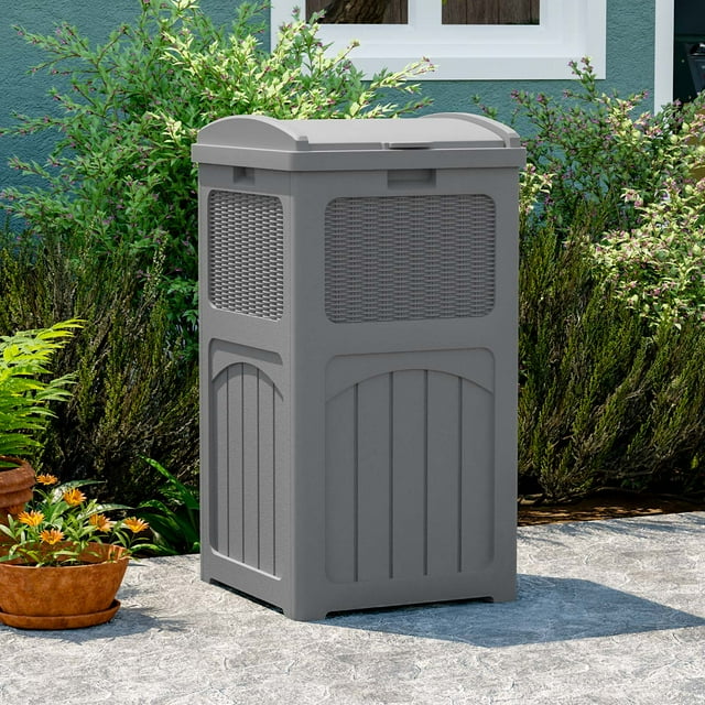 Patiowell 36 Gallon Resin Outdoor Garbage Bin with Lid, Latch-Cover for ...