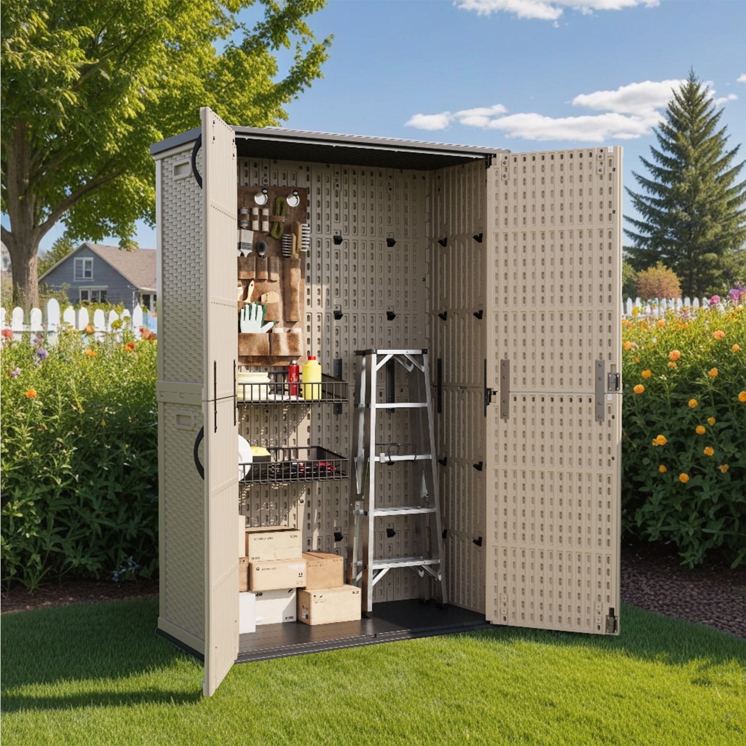 Patiowell 50 Cu FT Outdoor Storage Shed, Vertical Outdoor Storage ...