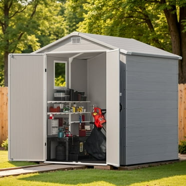 Dextrus Resin Outdoor Storage Shed, 5x4 FT, Waterproof, Lockable Door ...