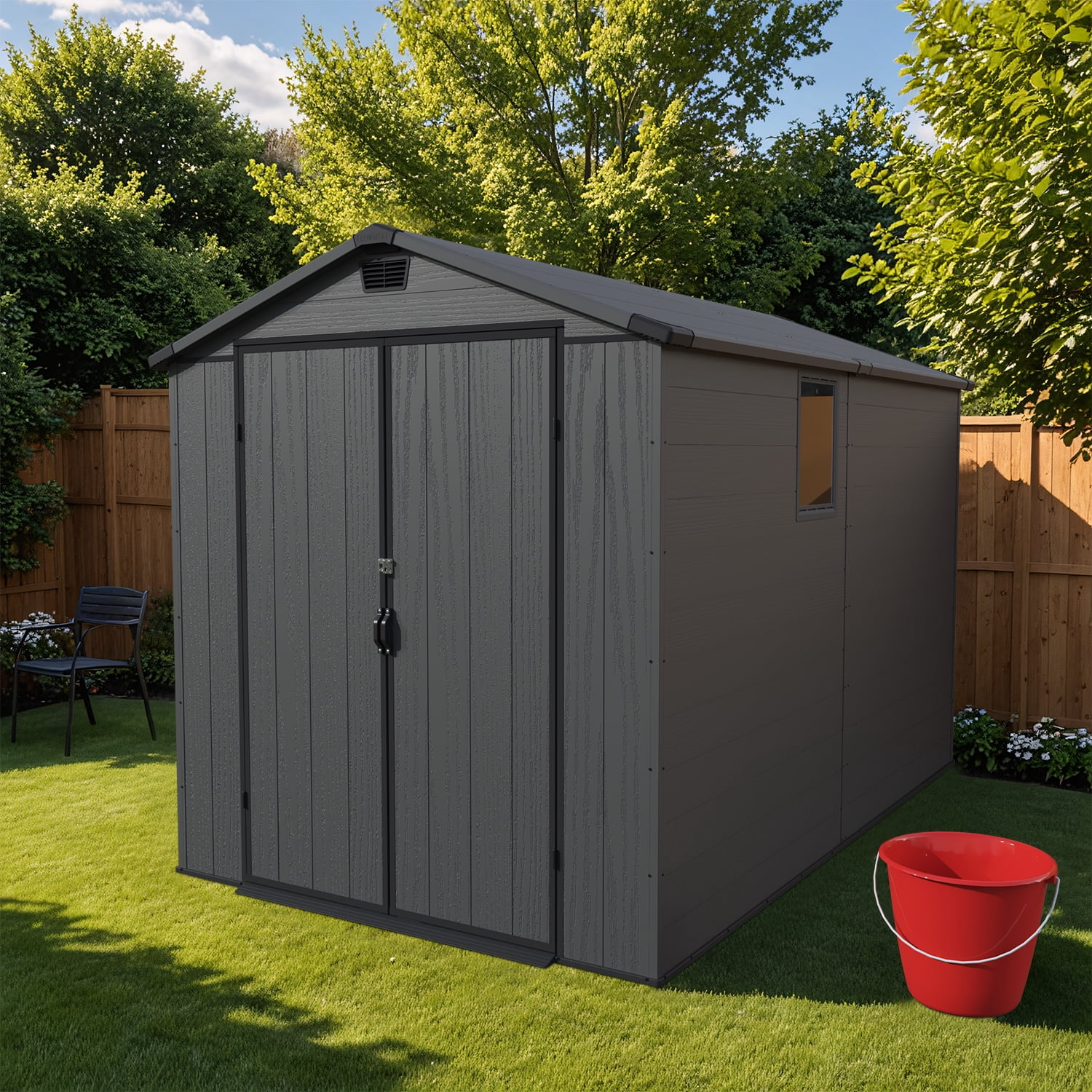 Patiowell 6'x10' Resin Storage Shed, Lockable Door & Window, Durable ...