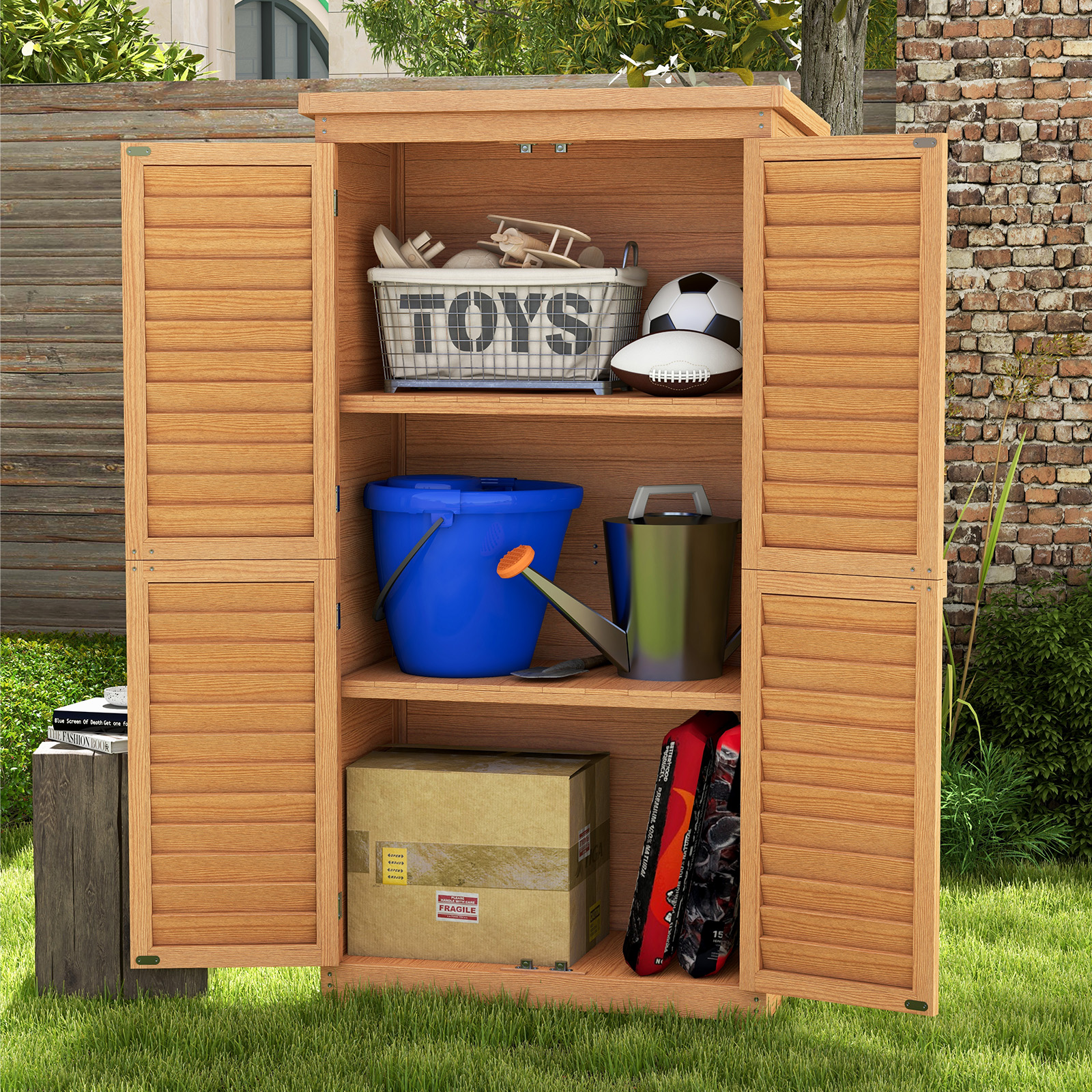 MCombo Wood Sheds & Outdoor Storage , Garden Tool Shed with Lock ...