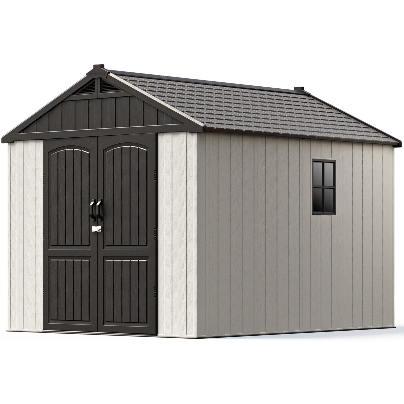 Patiowell 8' x 10' Plastic Outdoor Storage Shed with Floor, Resin Shed ...