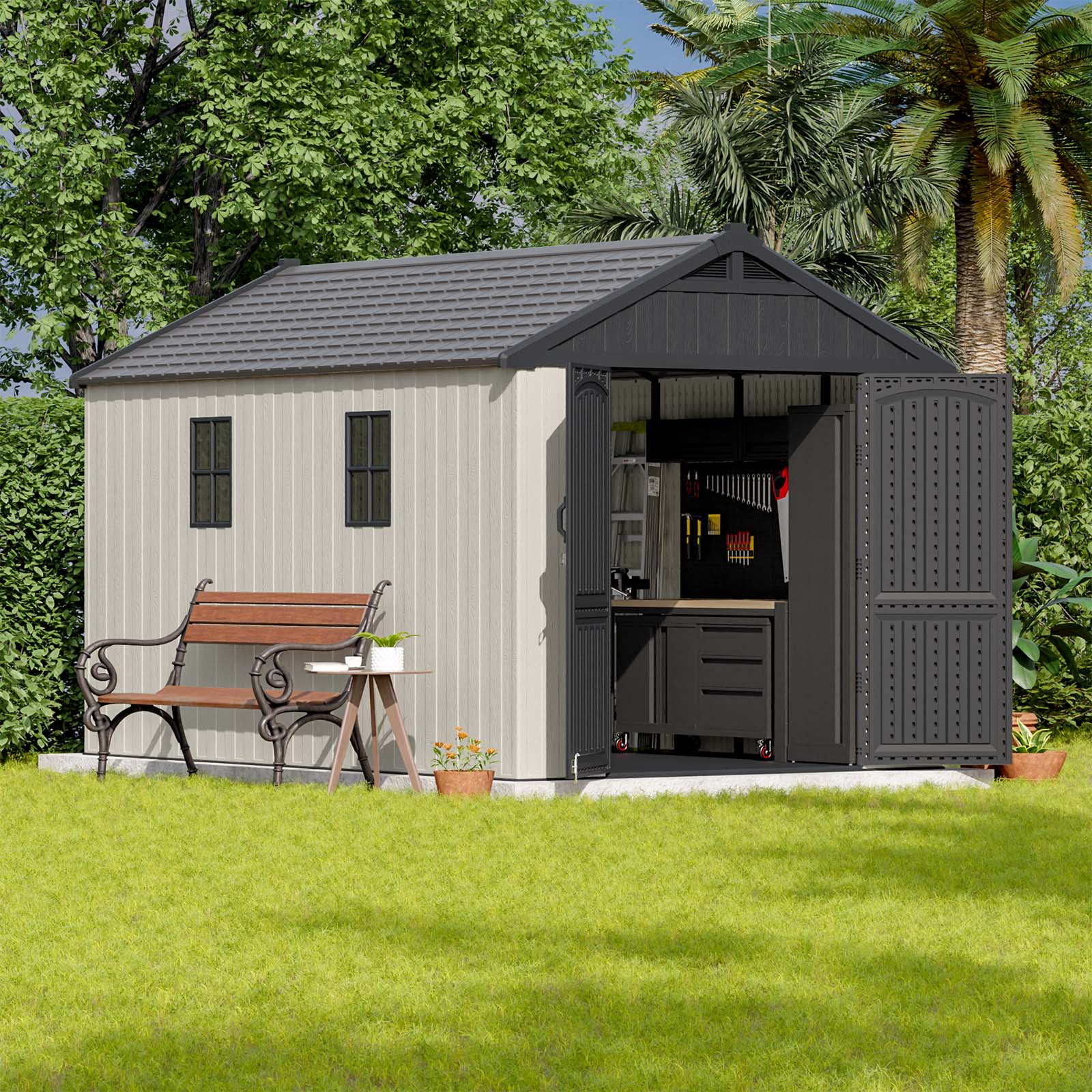 Patiowell 8' x 12' Plastic Shed for Outdoor Storage, Resin Shed with ...
