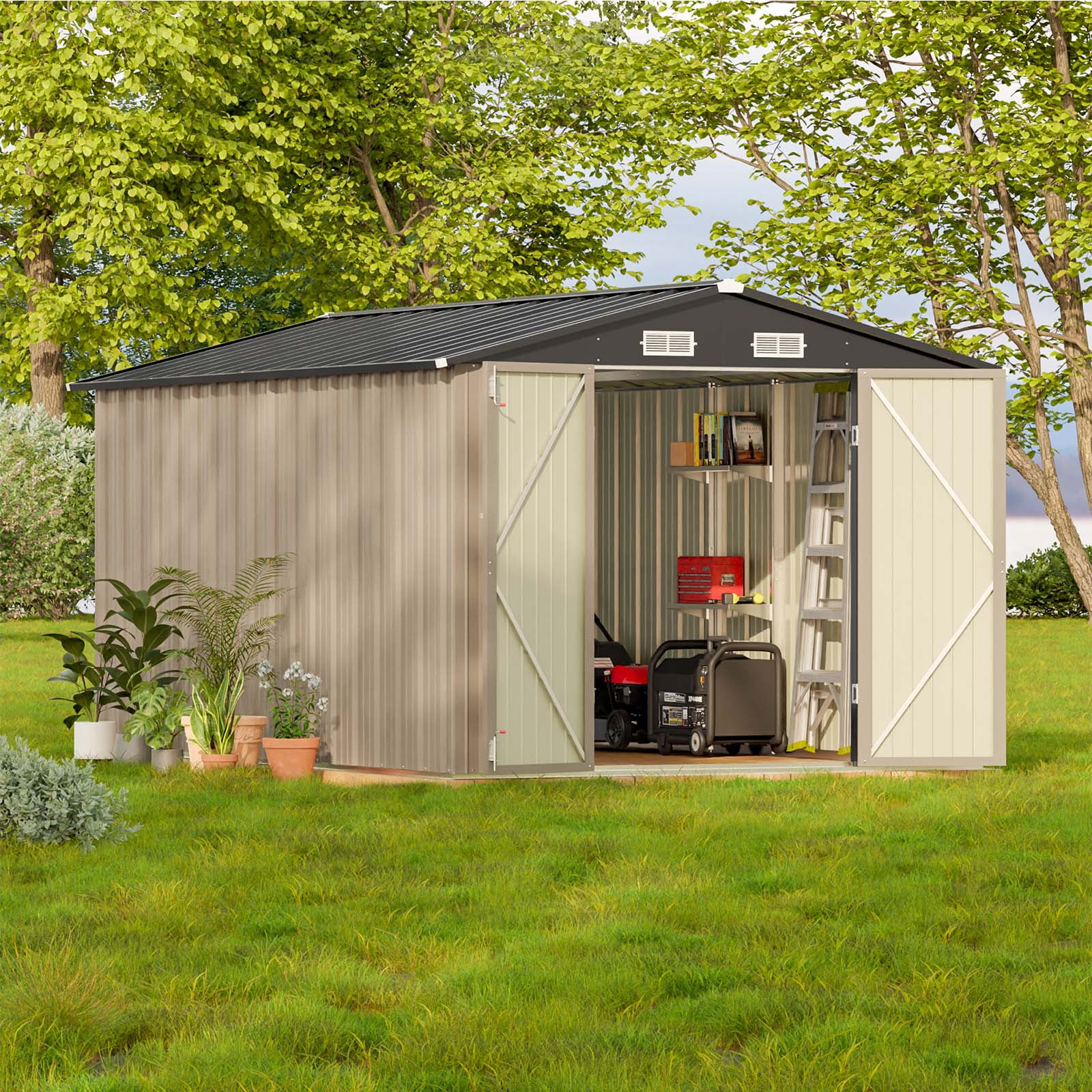 Patiowell Garden Backyard Storage Shed, 8 x 12 ft with Detachable ...