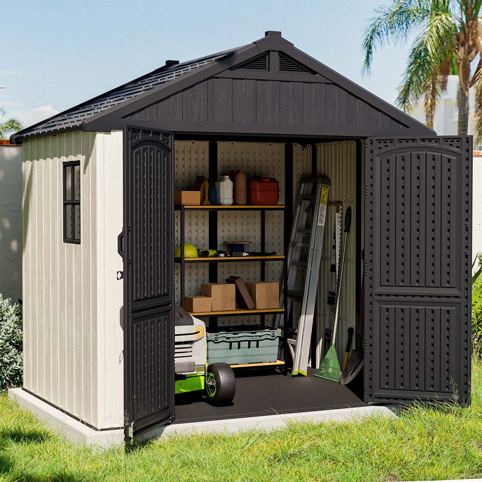 Patiowell 8' x 6' Plastic Shed for Outdoor Storage, Resin Shed with ...