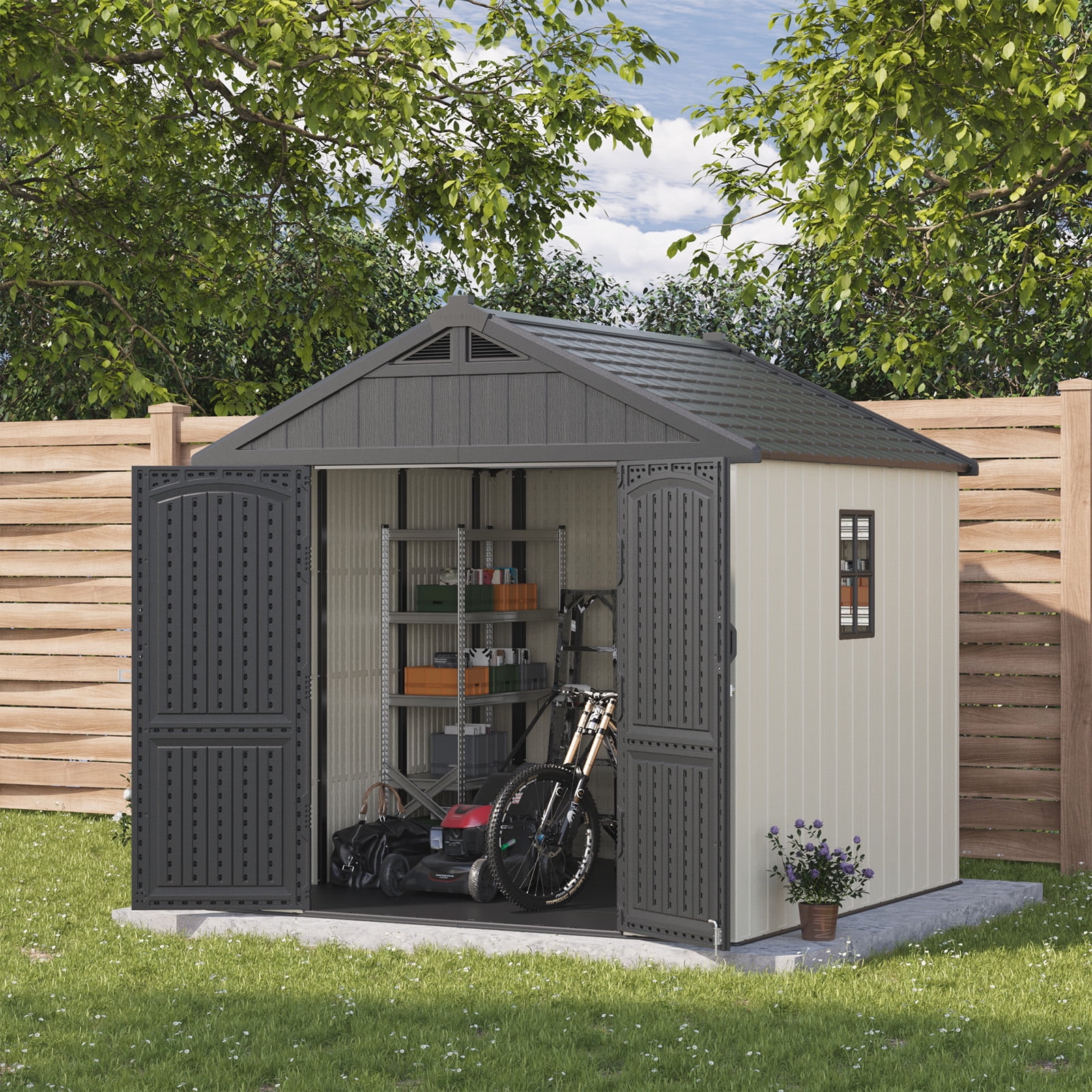 Patiowell 8' x 8' Plastic Shed for Outdoor Storage, Resin Shed with ...