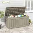 Patiowell Large 82 Gallon Pool & Garden Storage Deck Box, Resin Wood ...