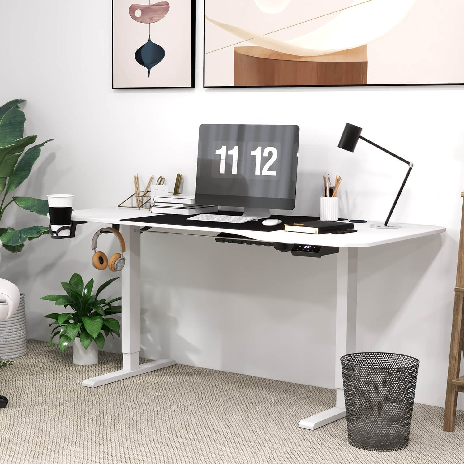 Patiowell Standing Desk, Electric Height Adjustable Stand Up Desk 63 in ...