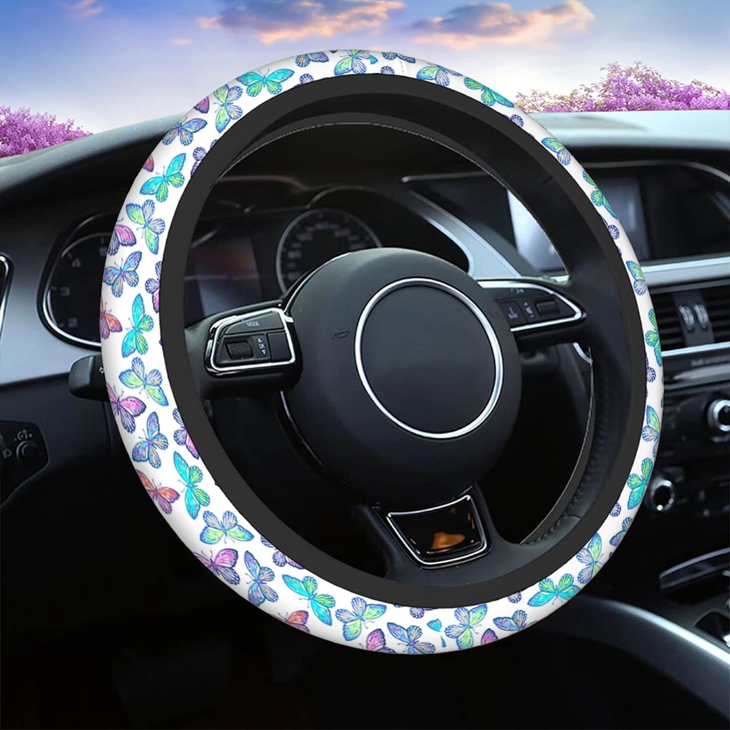 Patisaner Beautiful Butterflies Auto Car Steering Wheel Cover Universal ...